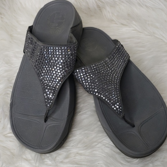Fitflop | Shoes | Fitflop Silver Crystal Sandal | Poshmark
